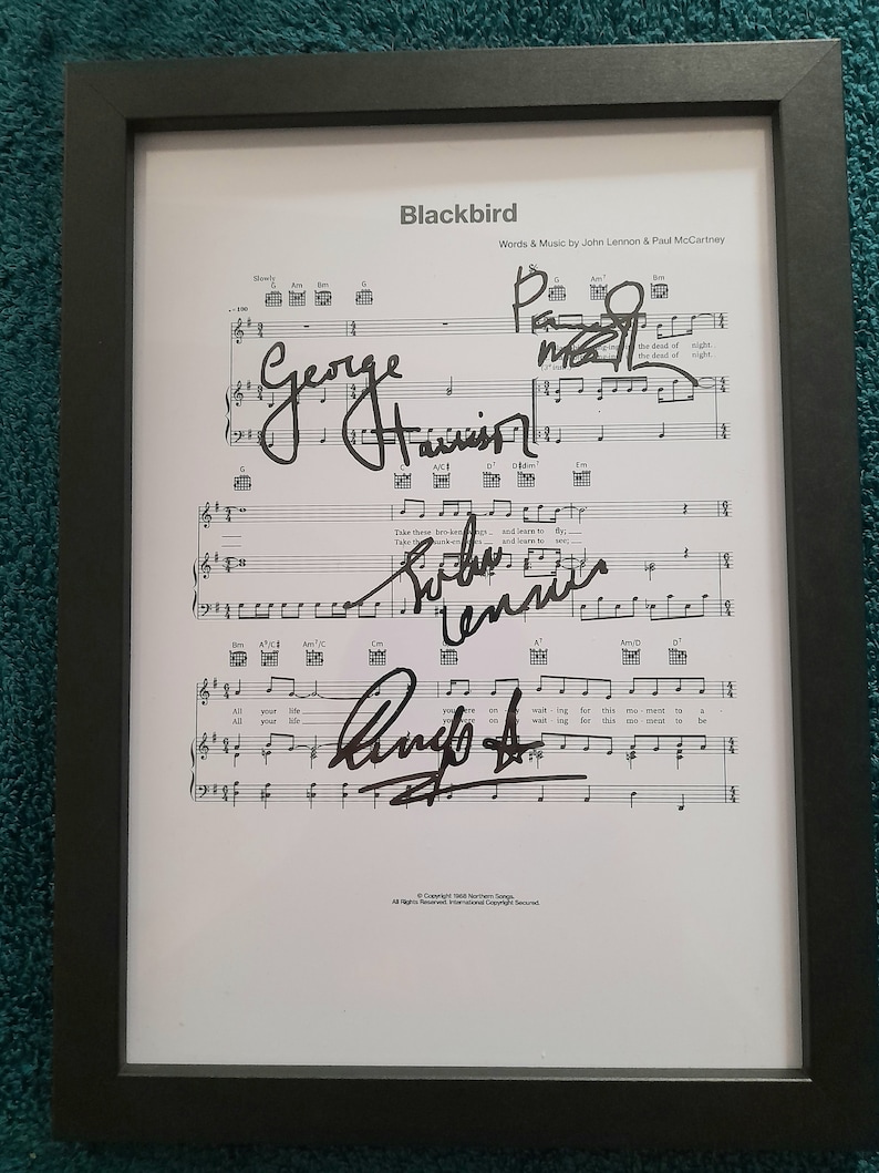 Blackbird, the Beatles, Signed A4 Sheet Music - Etsy UK
