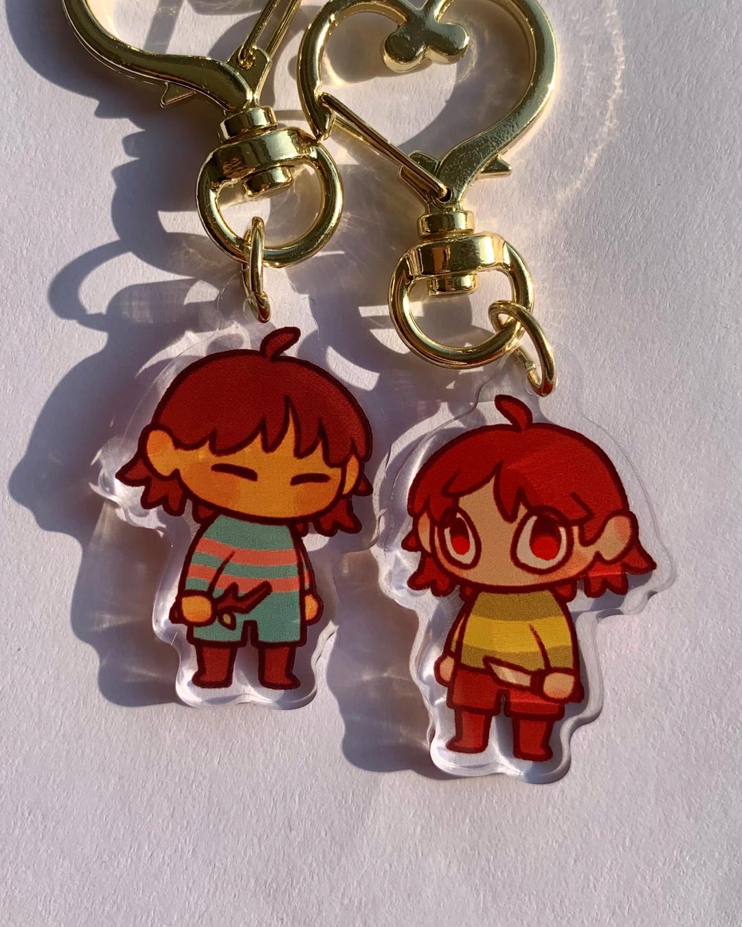 Undertale Chara Frisk Double-sided Acrylic Keychain With Heart Clasp - Etsy
