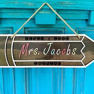Personalized Teacher Sign, Teacher Name Door Hanger, Teacher Gift ...