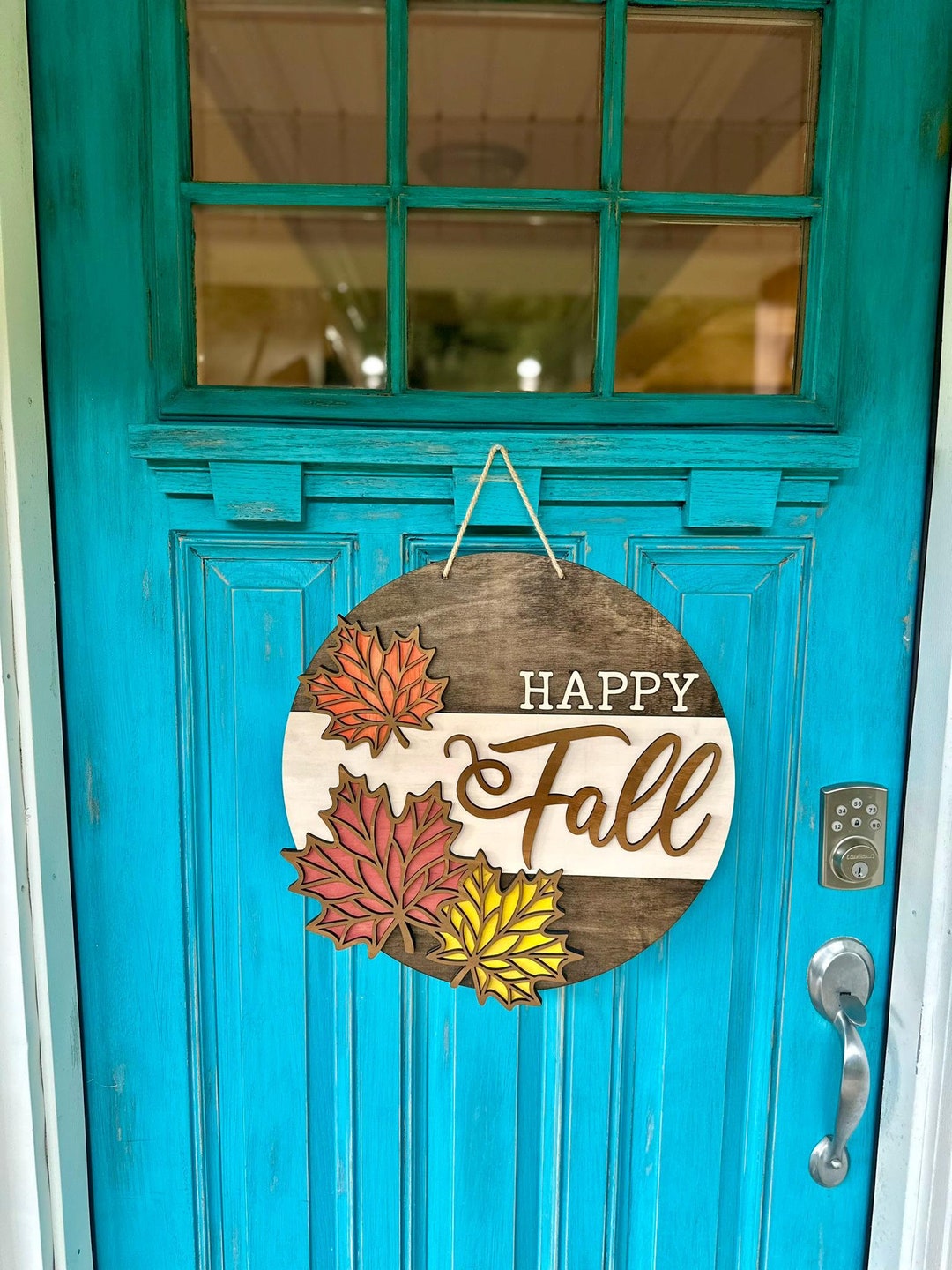 Happy Fall Door Hanger, Fall Décor, Maple Leaves Sign, Welcome Door ...