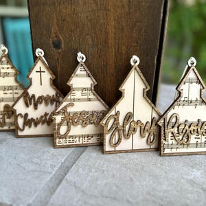 Church Christmas Hymns Ornament, Set of 5, Layered Wood Ornaments ...