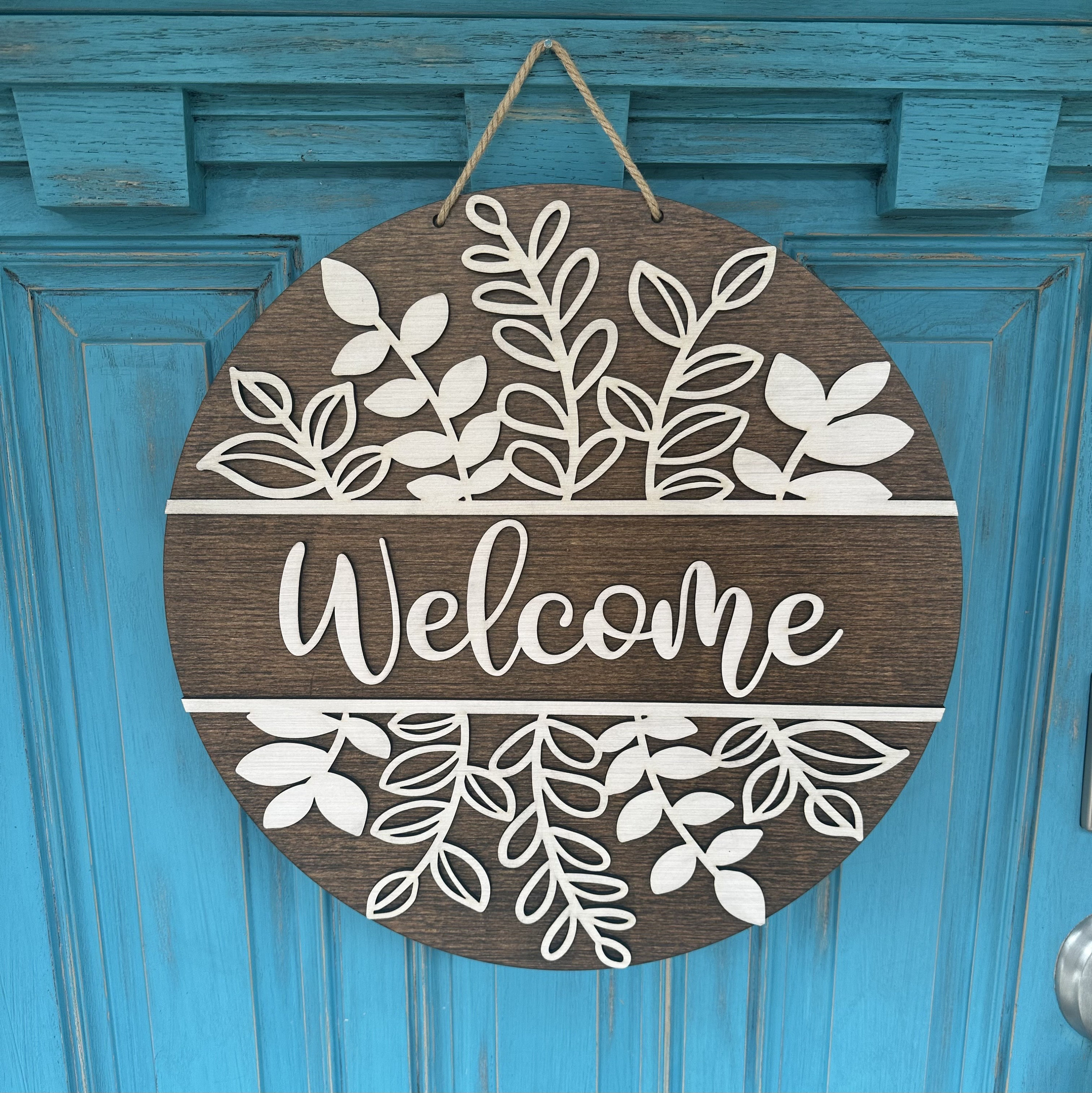 Spring Welcome Door Hanger, Spring Greenery Welcome Sign, Floral Décor ...