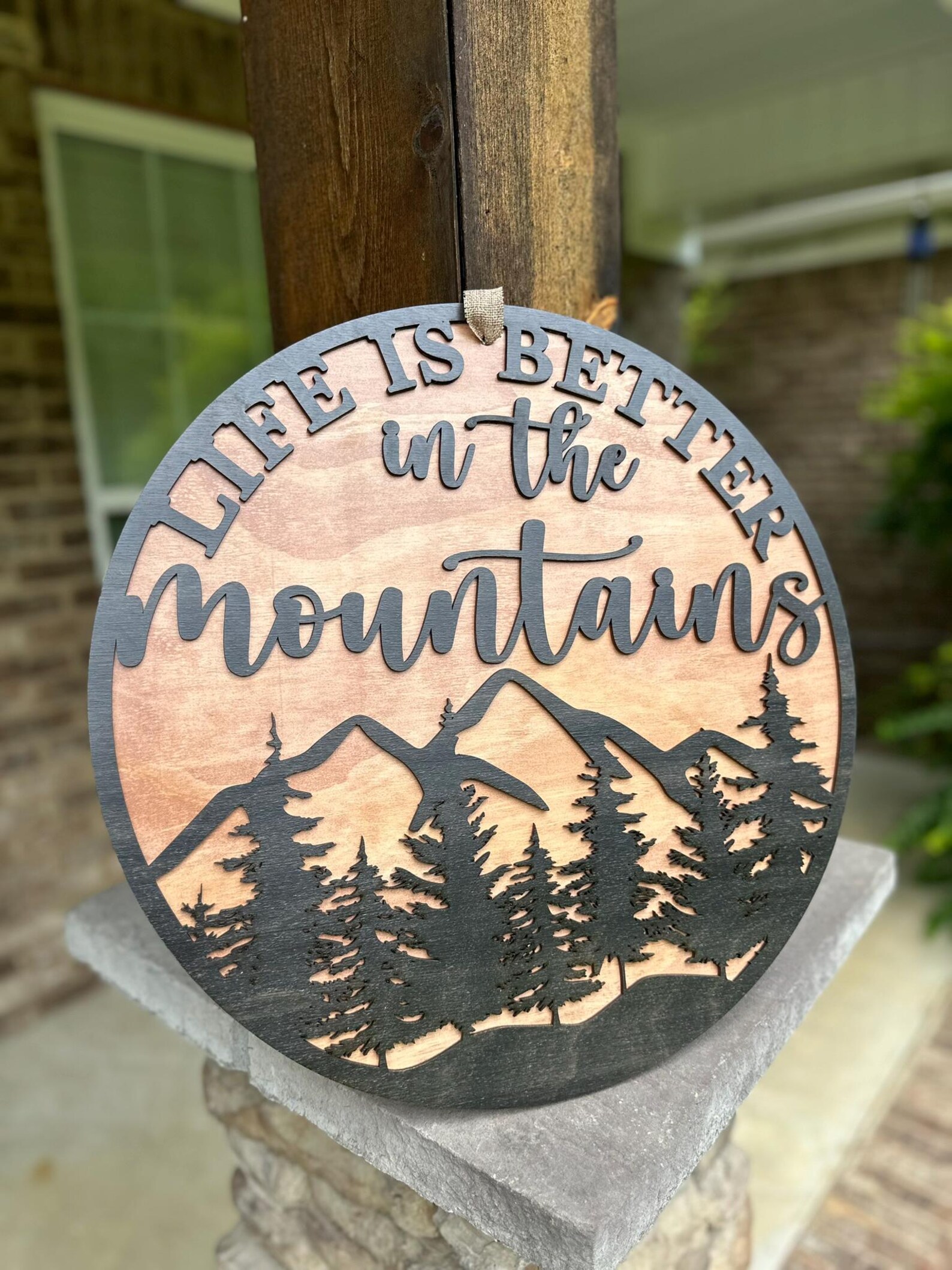 Life is Better in the Mountains, Mountain Art, Cabin Door Hanger, 3D ...