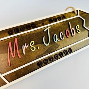 Personalized Teacher Sign, Teacher Name Door Hanger, Teacher Gift ...
