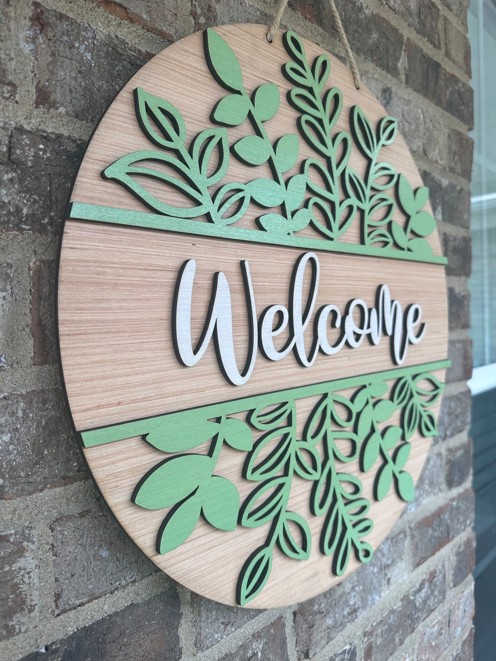 Spring Welcome Door Hanger, Spring Greenery Welcome Sign, Floral Décor ...
