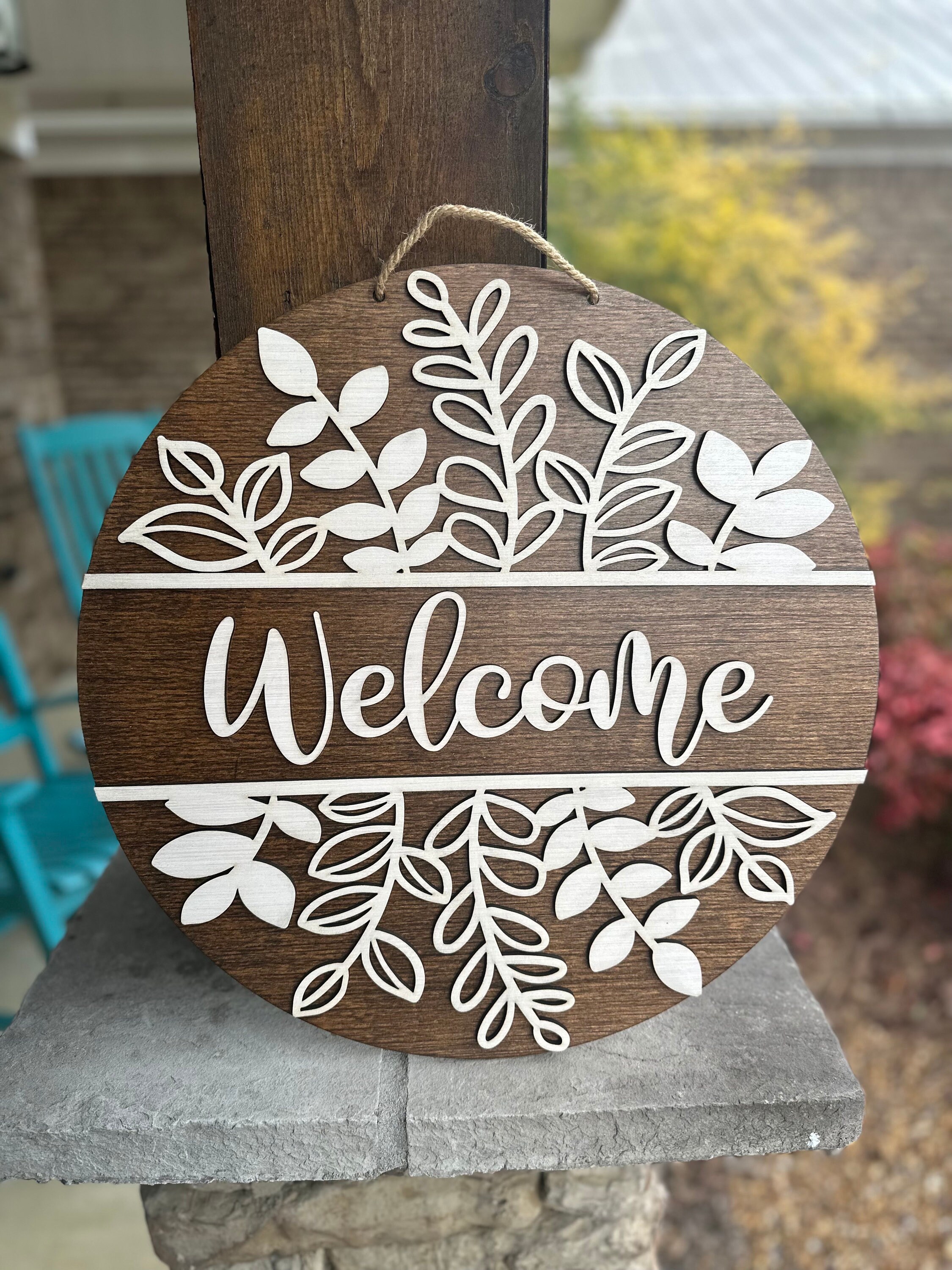 Spring Welcome Door Hanger, Spring Greenery Welcome Sign, Floral Décor ...