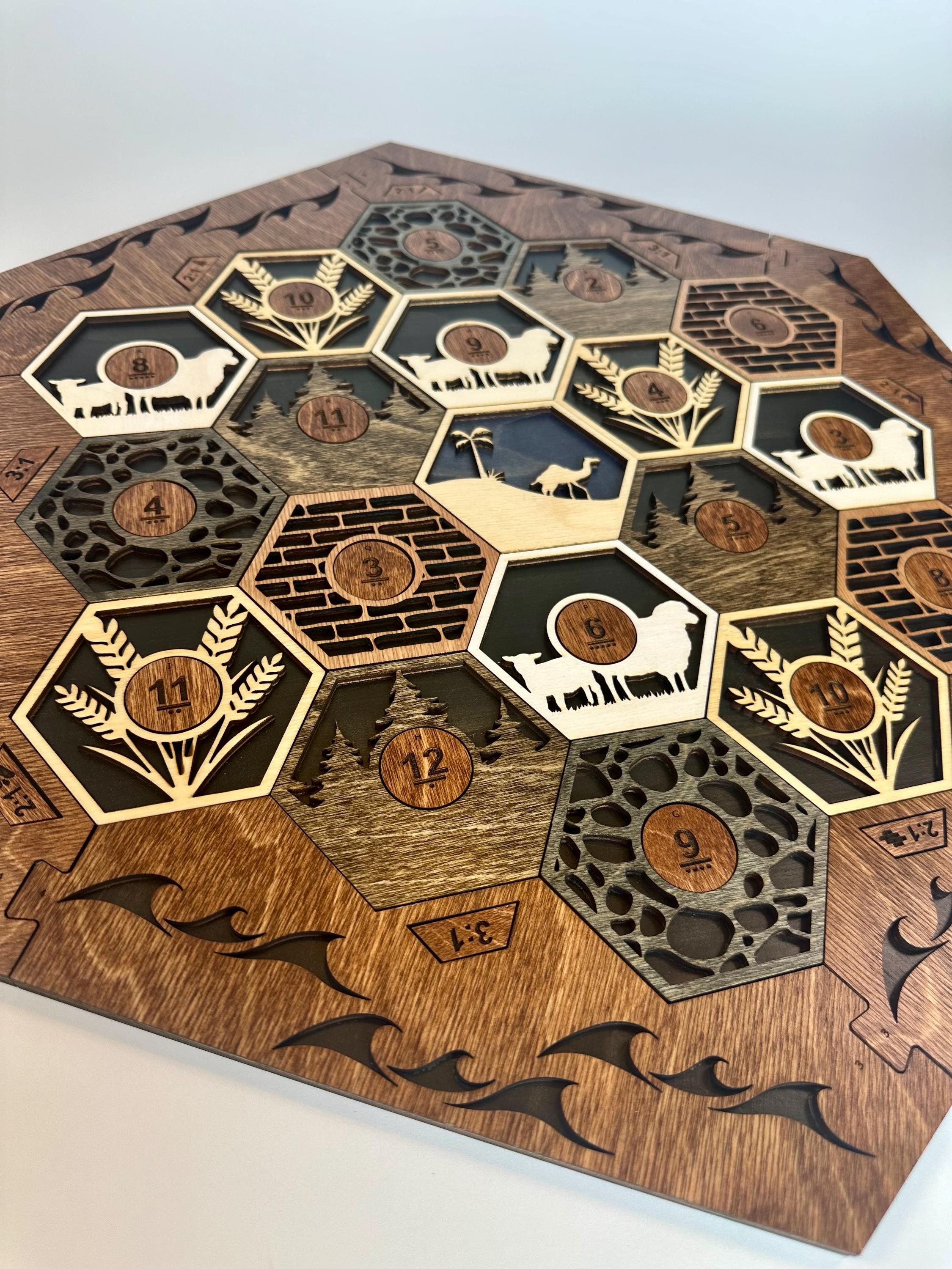 Wooden Game Board for Settlers Game, Black and Brown Theme ...