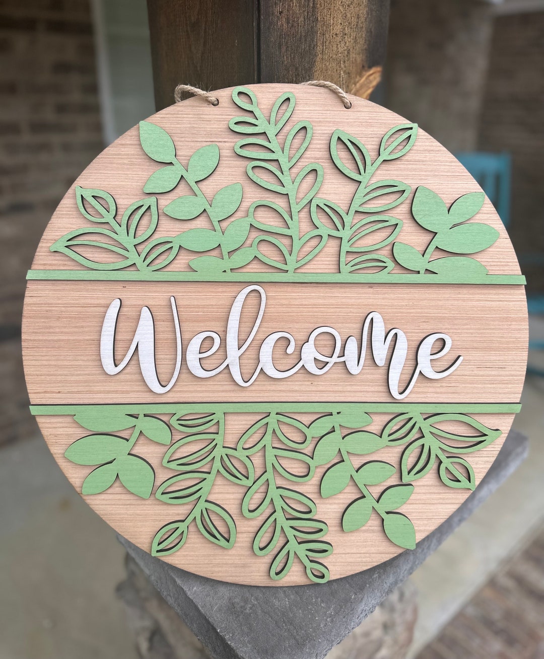 Spring Welcome Door Hanger, Spring Greenery Welcome Sign, Floral Décor ...