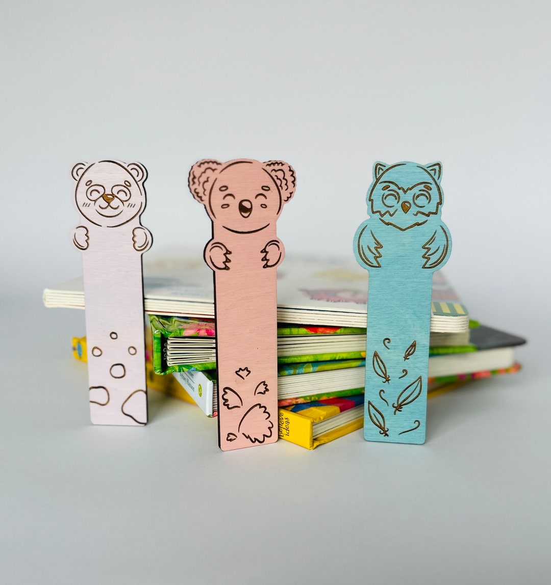 Children Animal Bookmarks, Colorful Fun Bookmarks, Kid Wooden Bookmarks ...