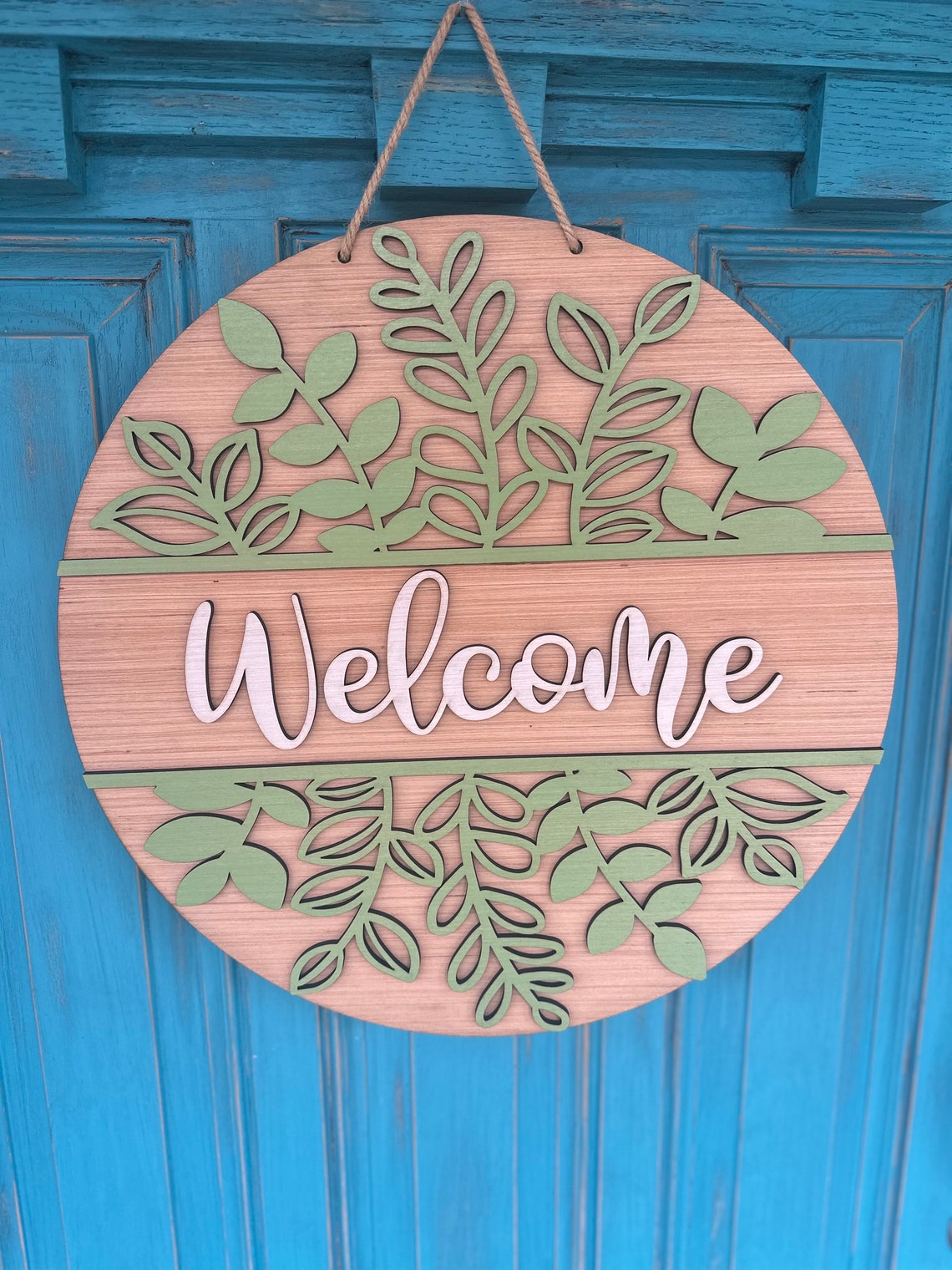 Spring Welcome Door Hanger, Spring Greenery Welcome Sign, Floral Décor ...