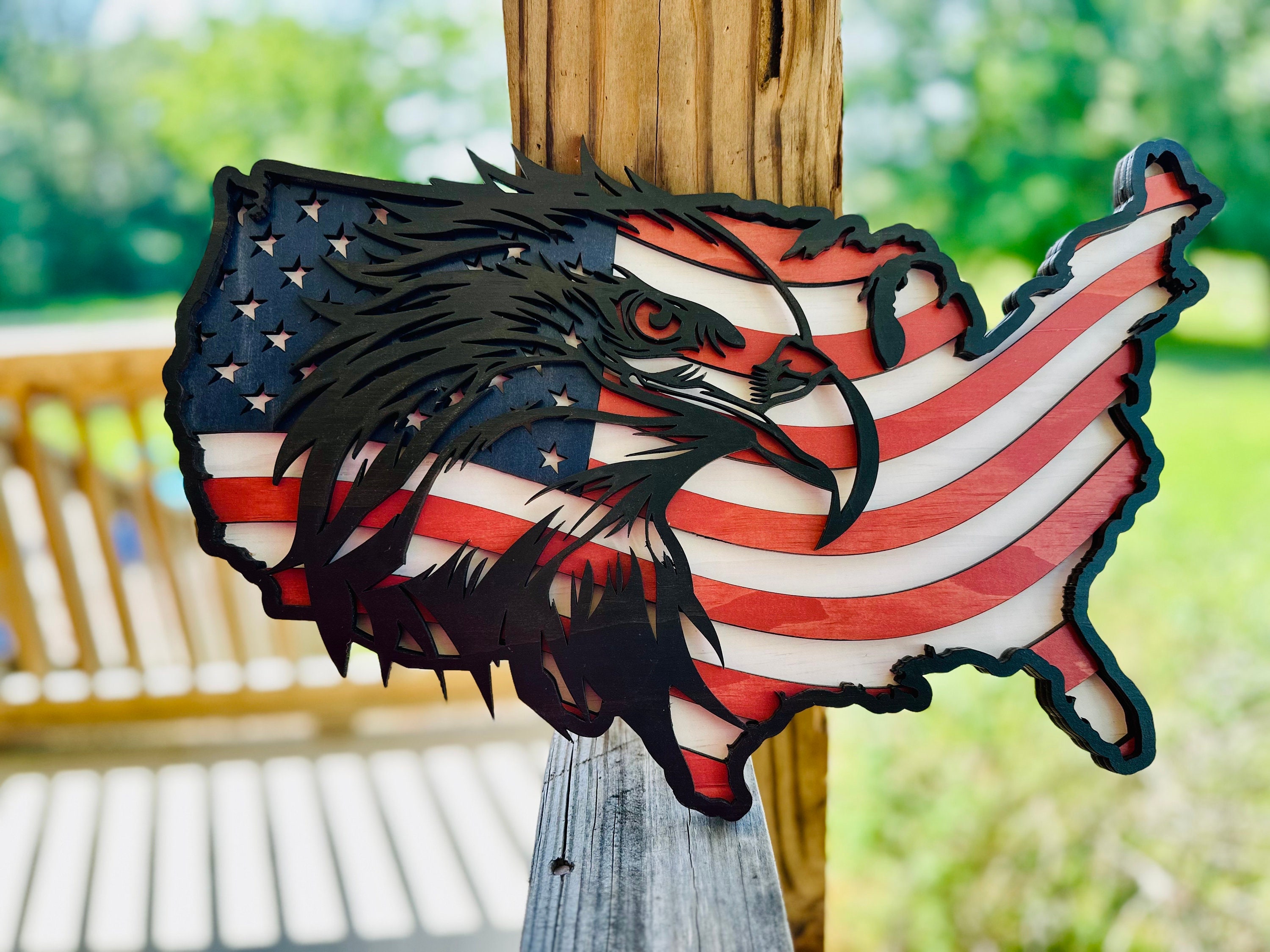 United States Map With Flag and Eagle, American Flag, Patriotic Wall ...