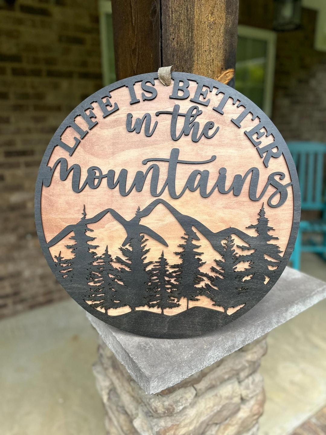 Life is Better in the Mountains, Mountain Art, Cabin Door Hanger, 3D ...