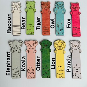 Children Animal Bookmarks, Colorful Fun Bookmarks, Kid Wooden Bookmarks ...