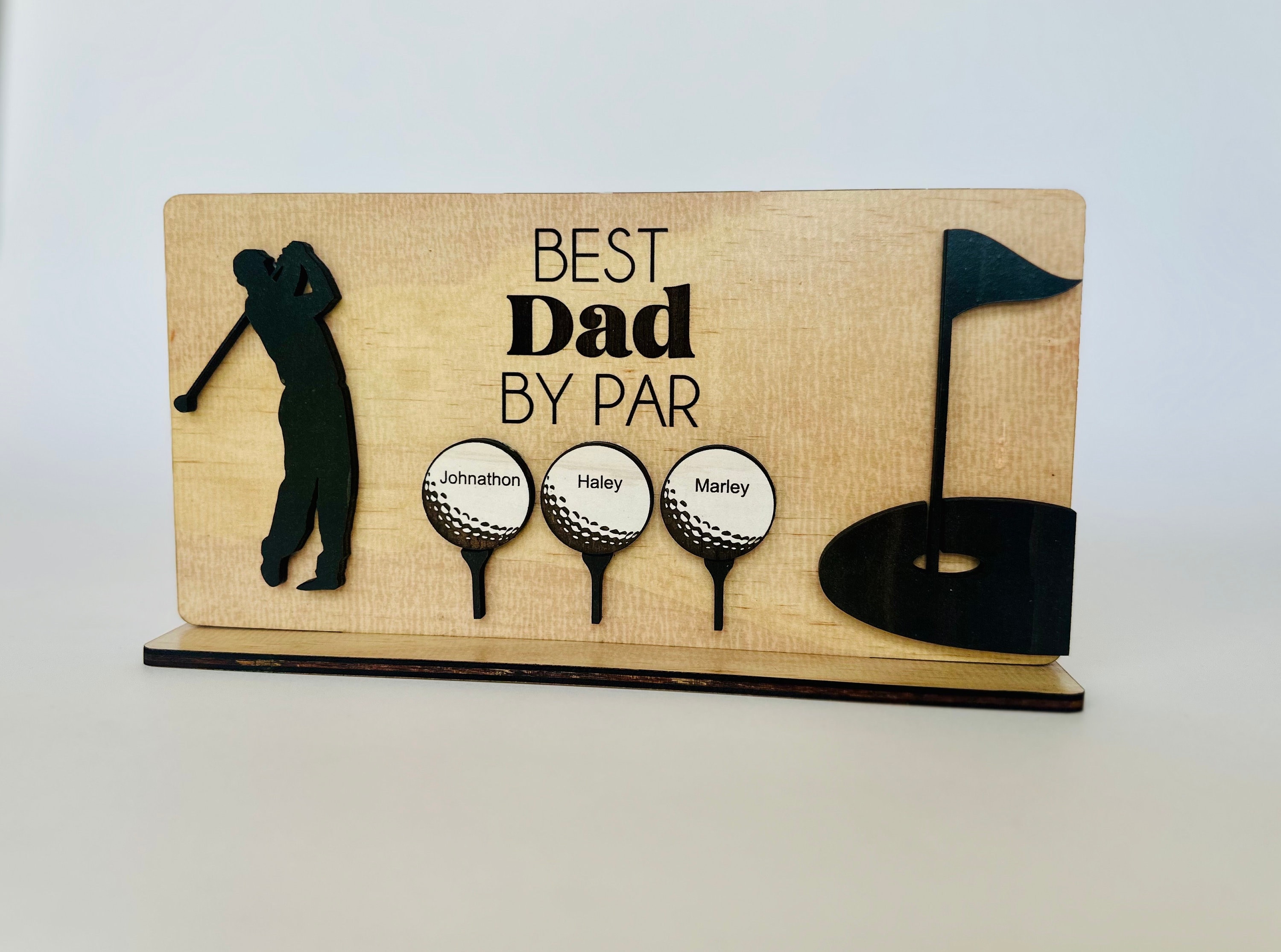 Best Dad by Par, Personalized Fathers Day Gift, Golf Plaque With Stand ...