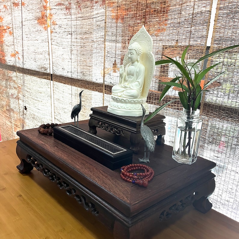 Meditation Table Table Top Altar Hand Carved Solid Wood Tibetan ...