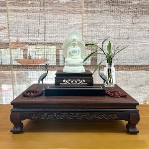 Meditation Table Table Top Altar Hand Carved Solid Wood Tibetan ...