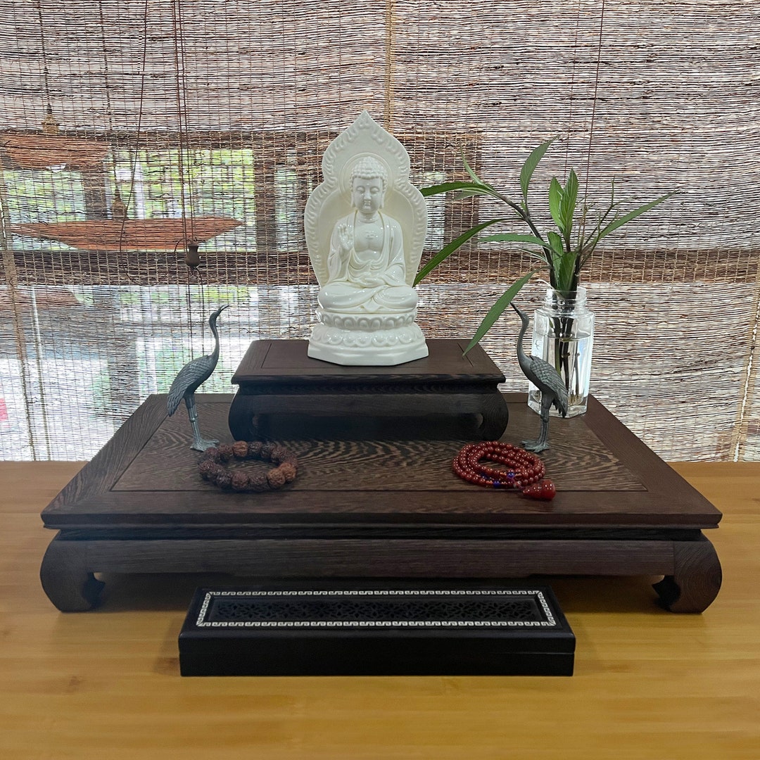 Hand Carved Solid Wood Tibetan Buddhist Prayer Altar Meditation Table ...