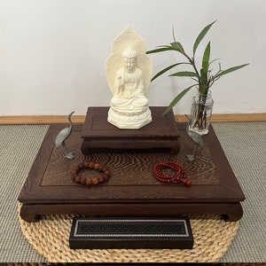 Hand Carved Solid Wood Tibetan Buddhist Prayer Altar Meditation Table ...