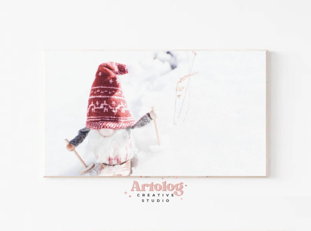 Christmas Gnome Frame Tv Art, Christmas Gnome, Watercolor Elf, Samsung ...