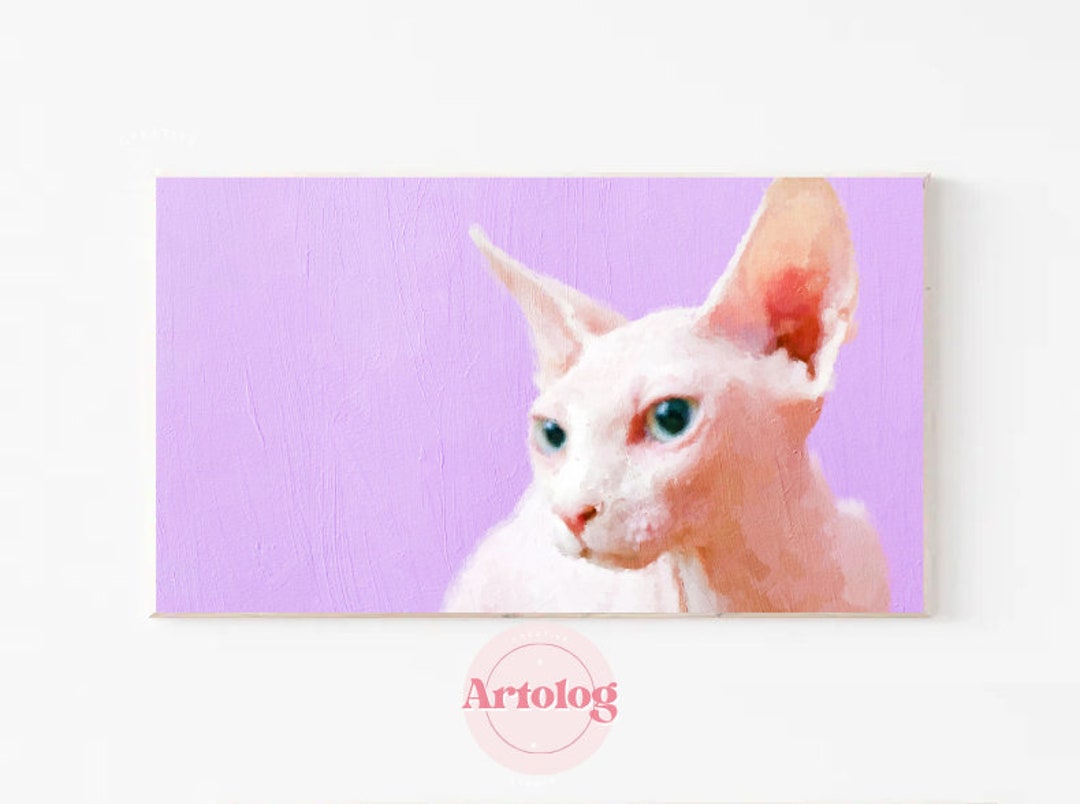 Cute Sphynx Cat Frame Tv Art for Spring,pet Tv Display,animal Tv Canvas ...