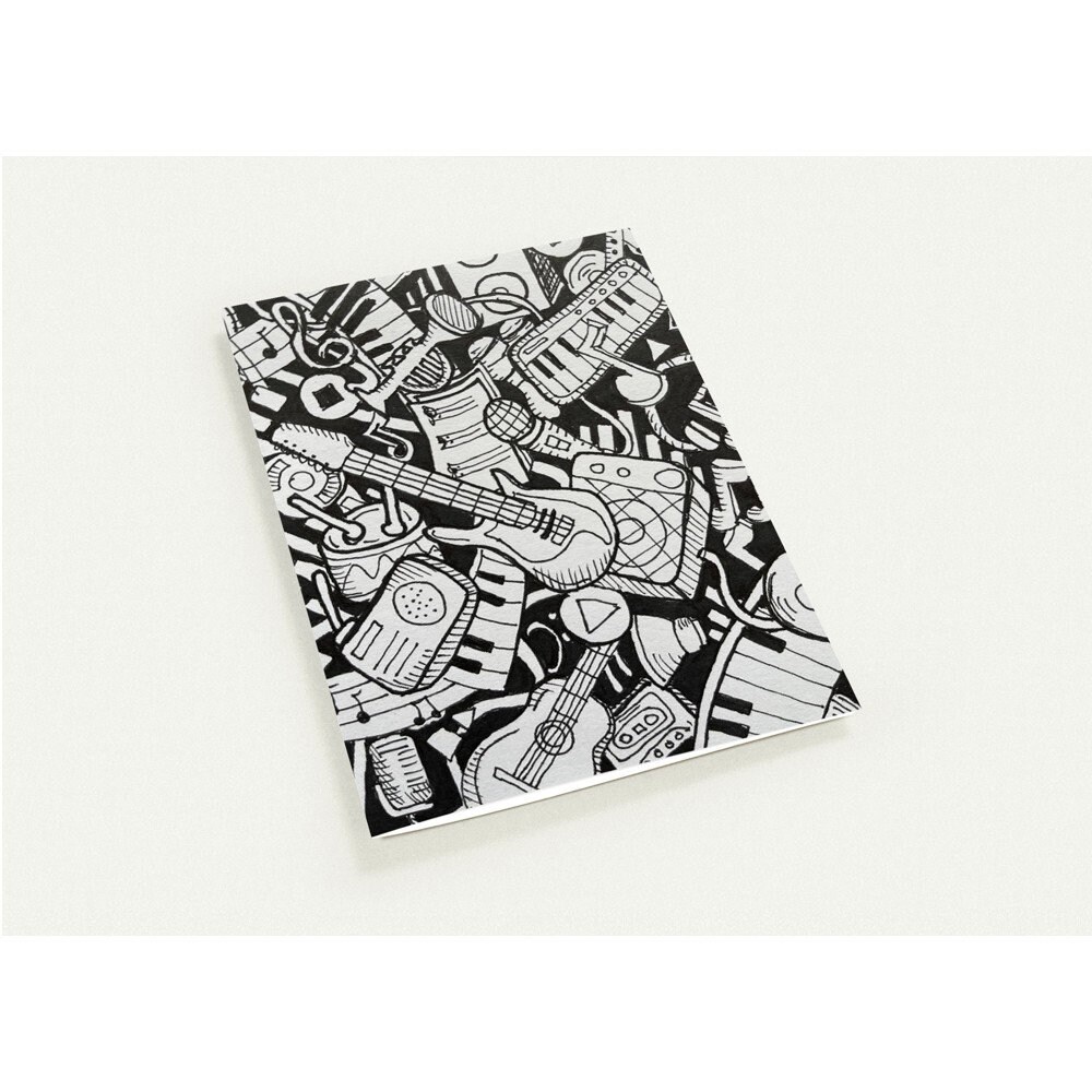 Music Pack of 10 Folded Cards Music Art Instrument Cards Blank Inside ...