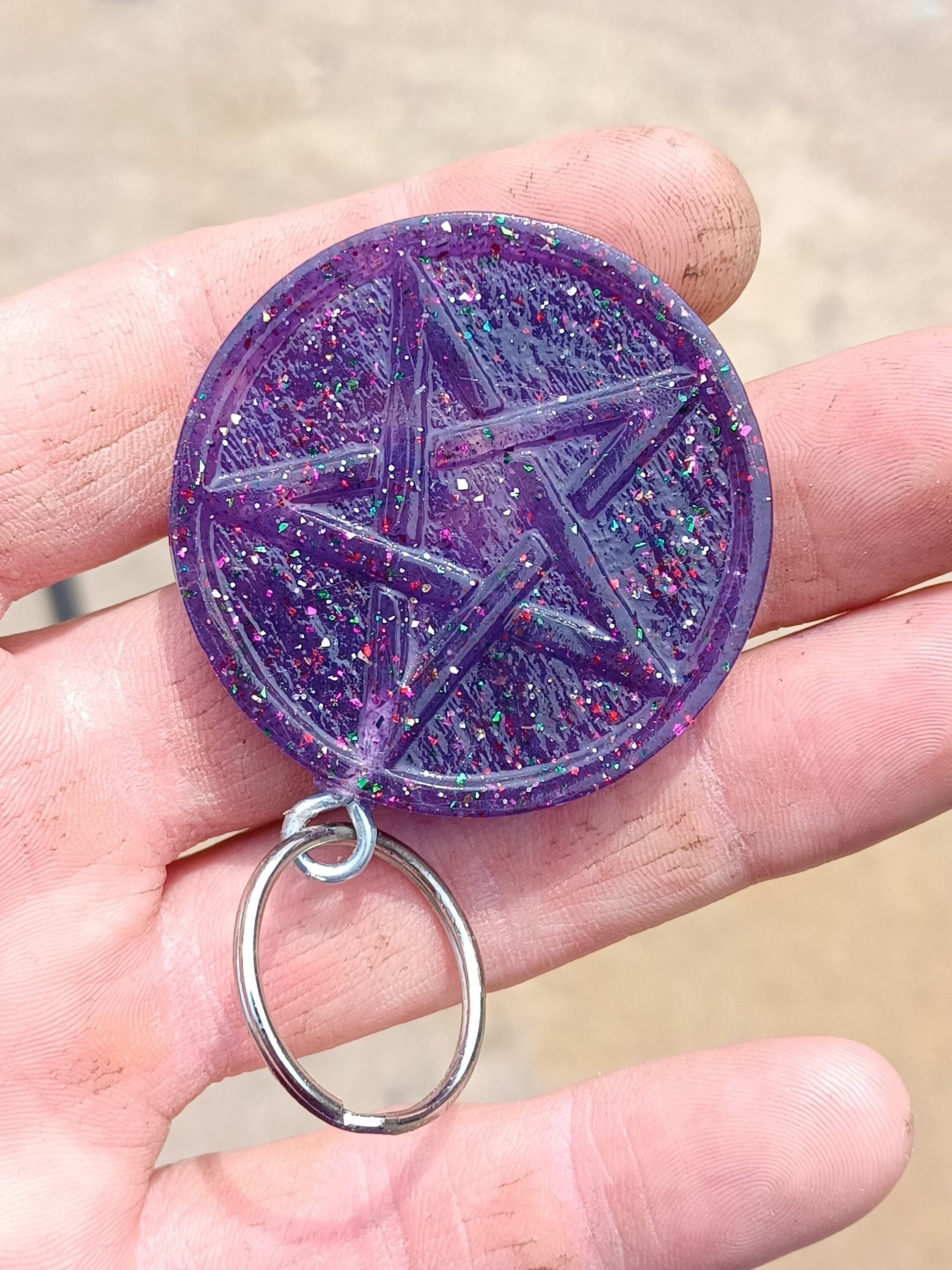 Pentacle Keychain Pentagram Shaped Epoxy Resin Keychain Homemade Key ...