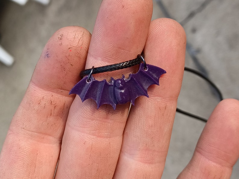 Bat Necklace Homemade Resin Bat Pendant Charm UV Active Charm - Etsy