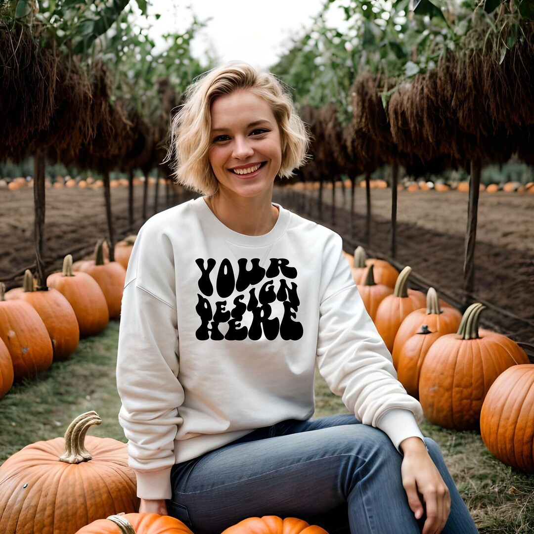 Gildan Sand 18000 Mockup, Halloween Mockup, Gildan Sand Sweater Mock Up ...