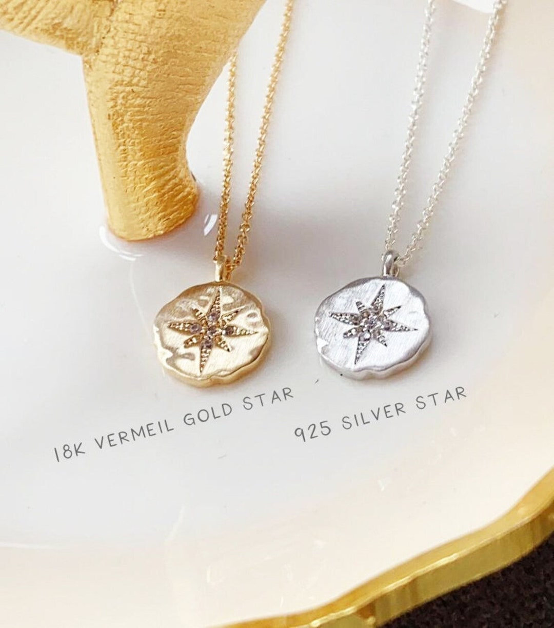 Gold Star Coin Necklace, North Star Necklace, Celestial Necklace ...