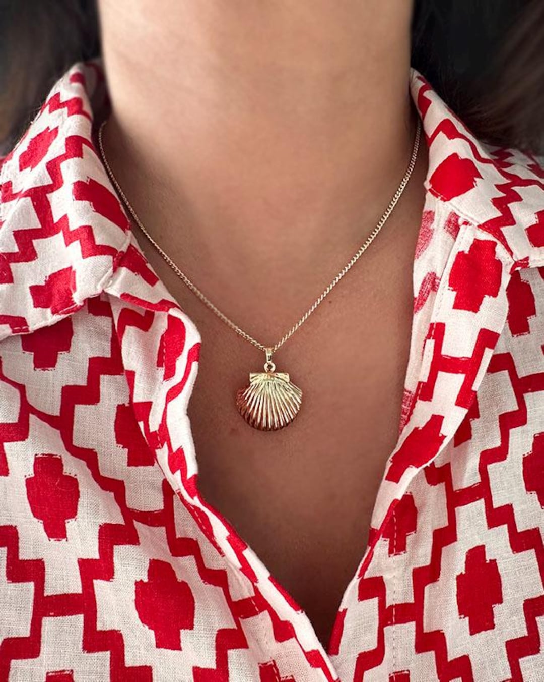 Vintage Brass Seashell Locket Necklace: Gold Filled Chain, Personalized ...