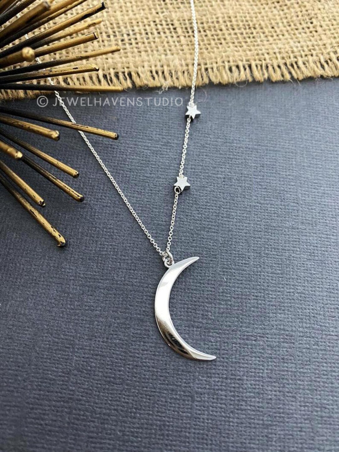 Sterling Silver Moon and Star Necklace: Celestial Jewelry Gift - Etsy