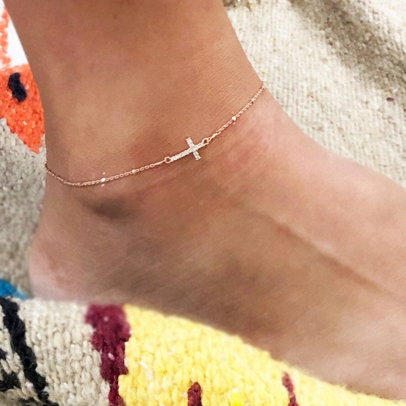 Cross Anklet - Etsy