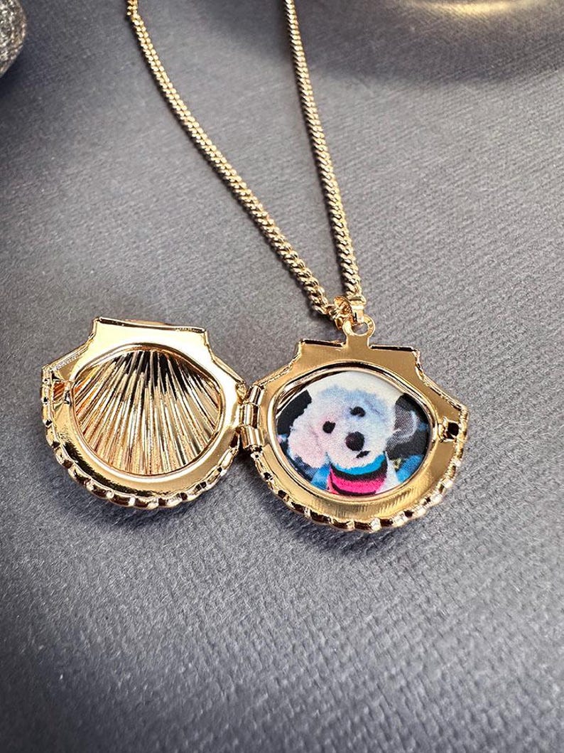 Vintage Brass Seashell Locket Necklace: Gold Filled Chain, Personalized ...