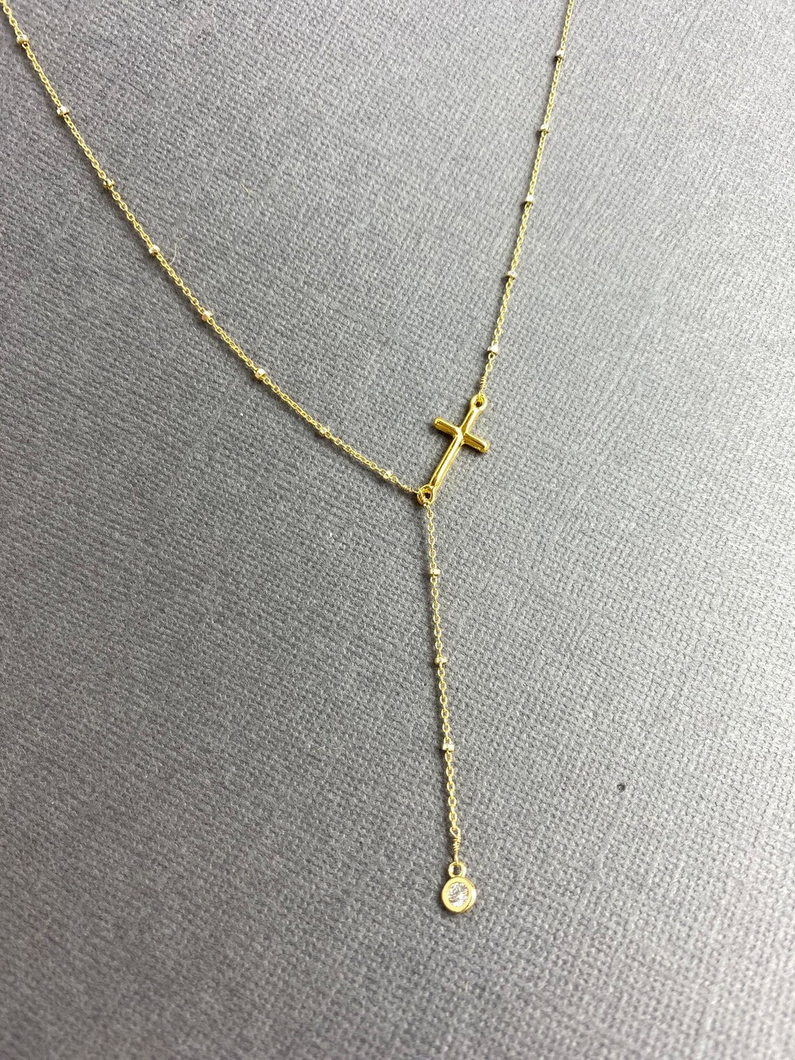 Rose Gold Cross Lariat Necklace: Sideways Cross Y Drop - Etsy