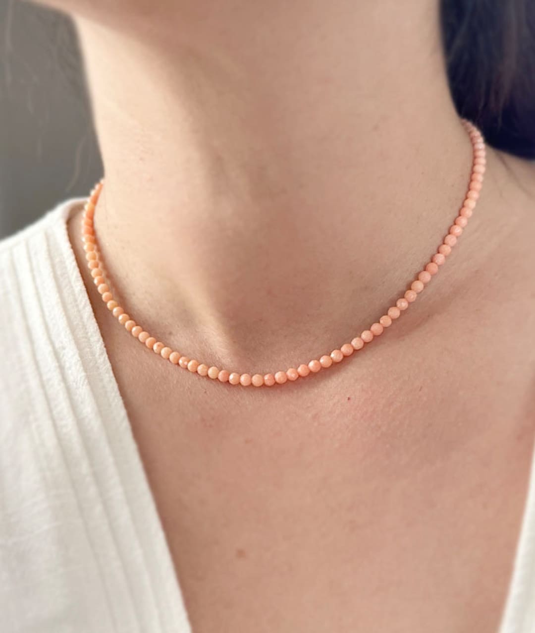 Coral Color Necklace, Beach Wedding, Bridal Jewelry, Pink Aventurine ...