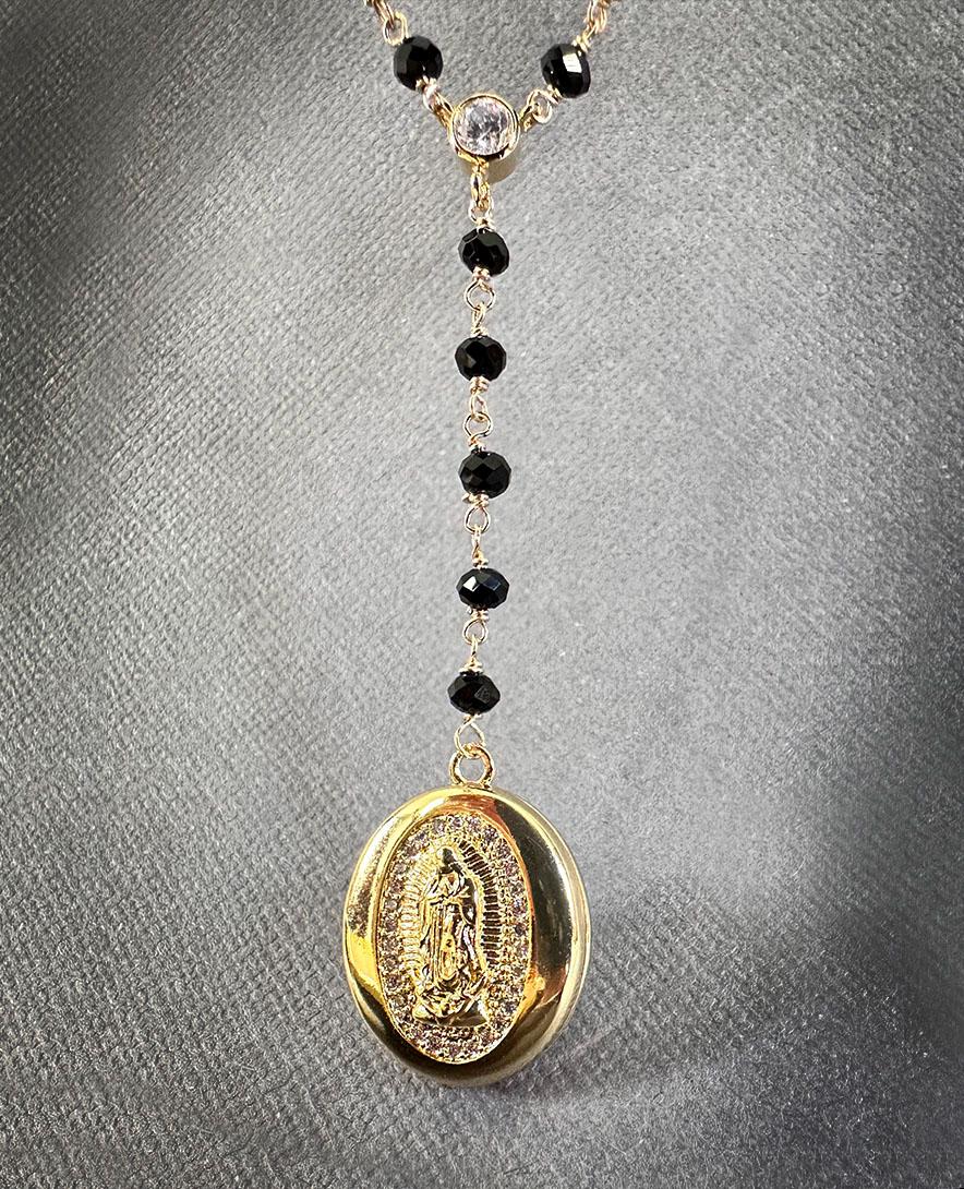 Gold Filled Virgin Mary Locket Rosary Necklace With Agate - Etsy