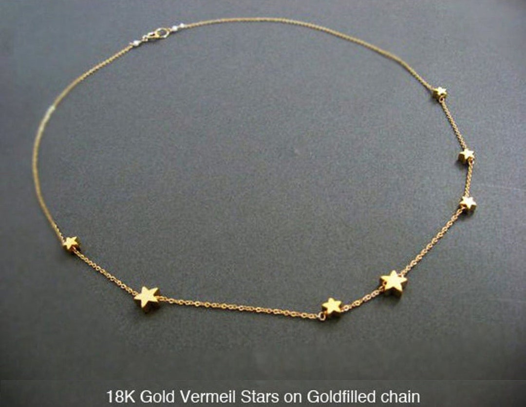 7 Star Choker Necklace, Star Necklace Gold, Celestial Necklace, Dainty ...