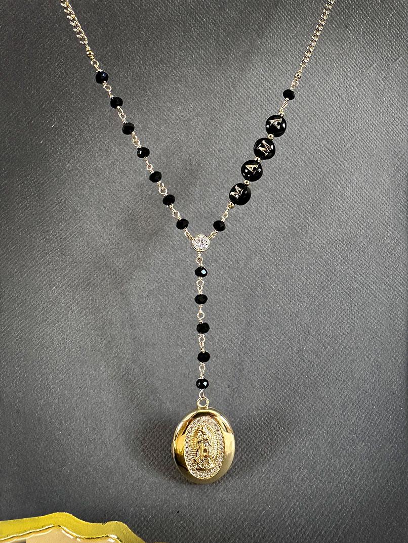 Gold Filled Virgin Mary Locket Rosary Necklace With Agate - Etsy