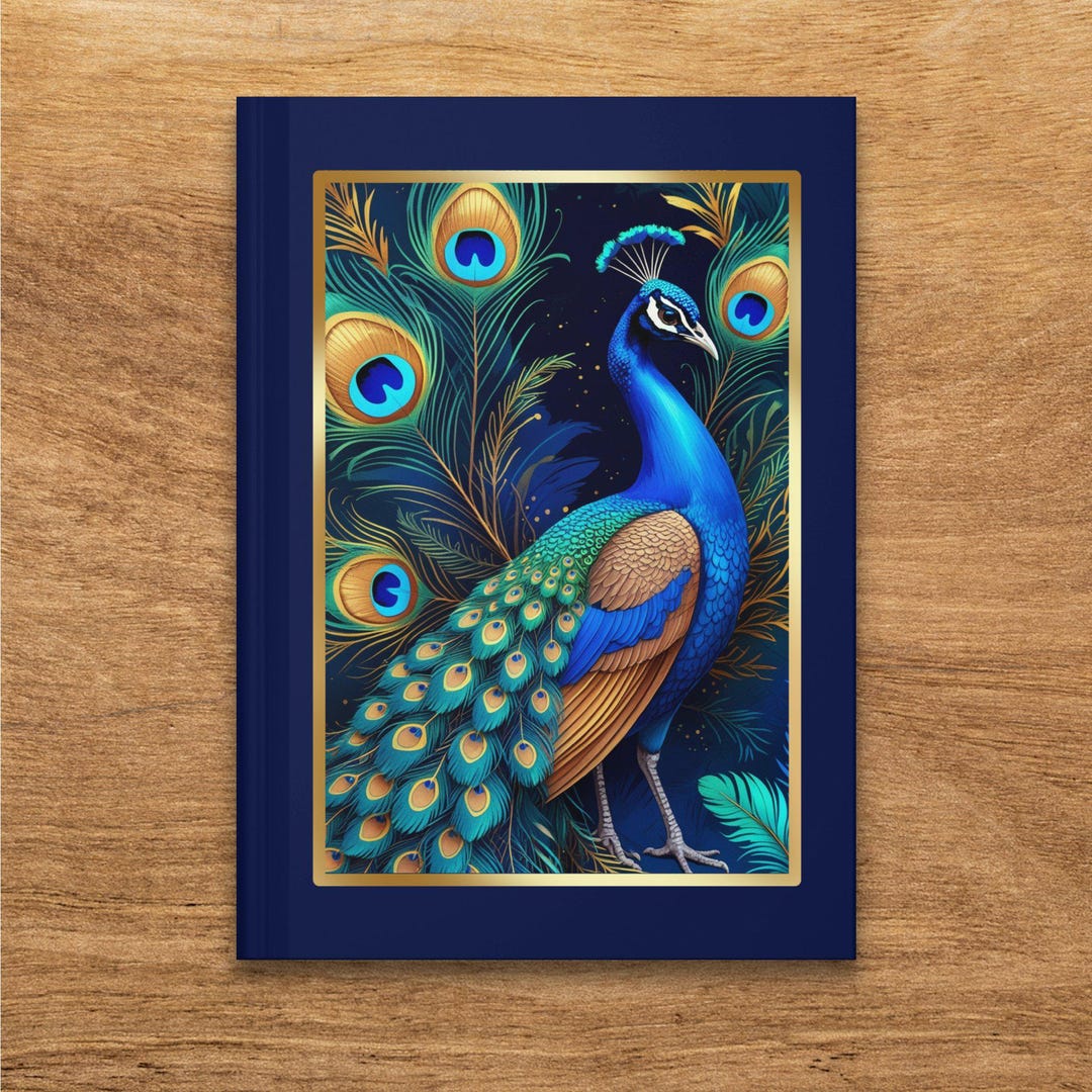 Elegant Peacock Notebook, Luxury Journal, Beautiful Blue Peacock Design ...