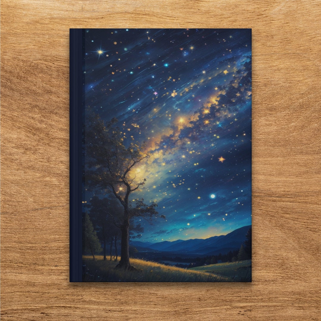 Starry Night Sky Hardcover Journal, Lined Notebook With Celestial ...