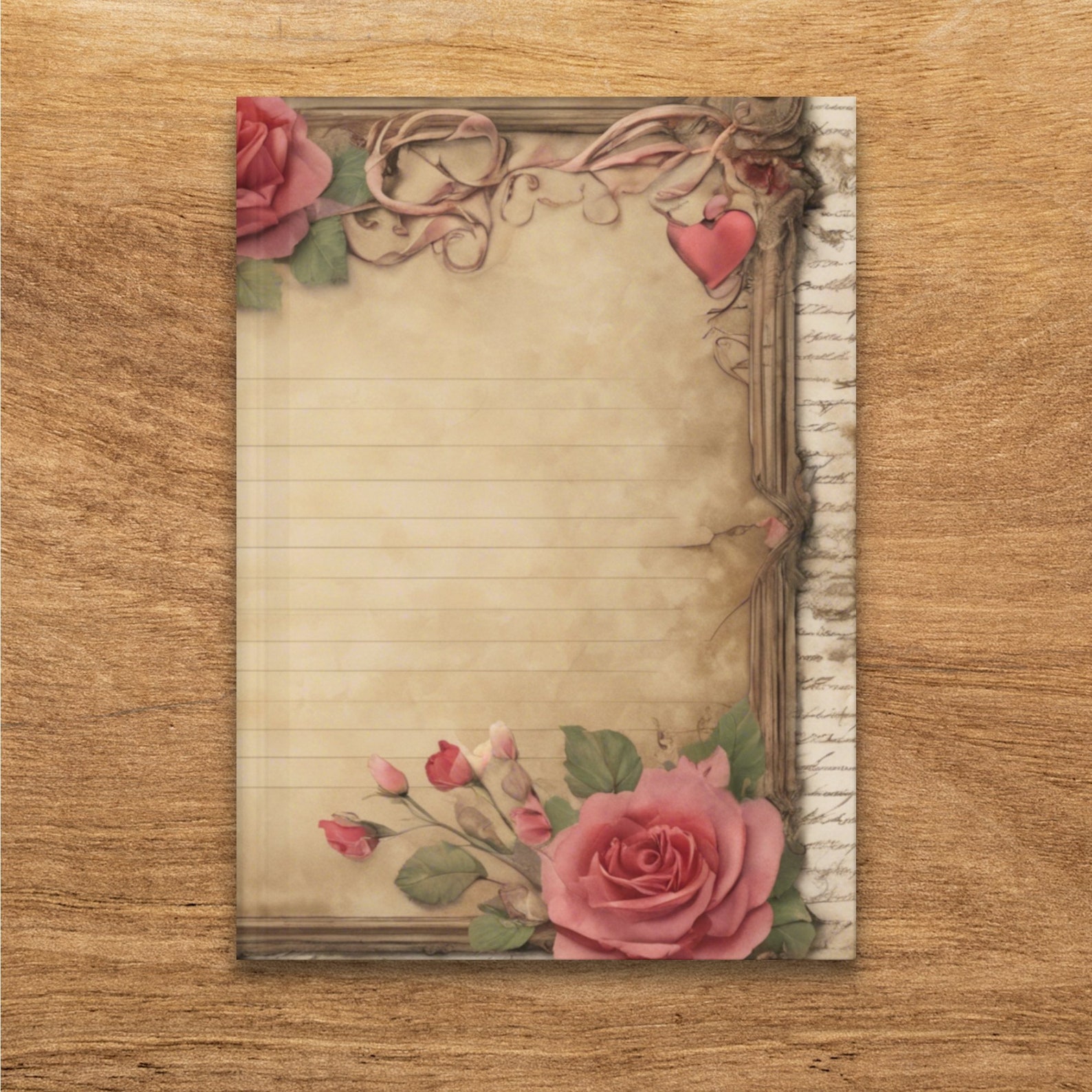 Vintage Rose Hardcover Journal, Elegant Floral Notebook, Antique Style ...