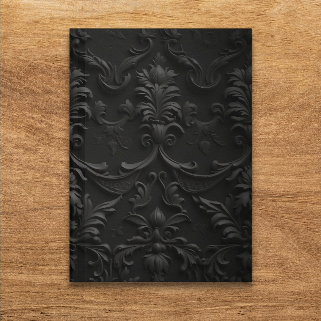 Elegant Black Floral 3D Design Hardcover Journal, Luxurious Notebook ...