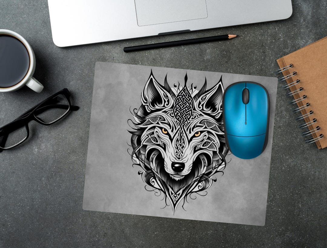 Wolf Design Mousepad, Wolf Art Mouse Pad, Unique Desk Accessory, Office ...