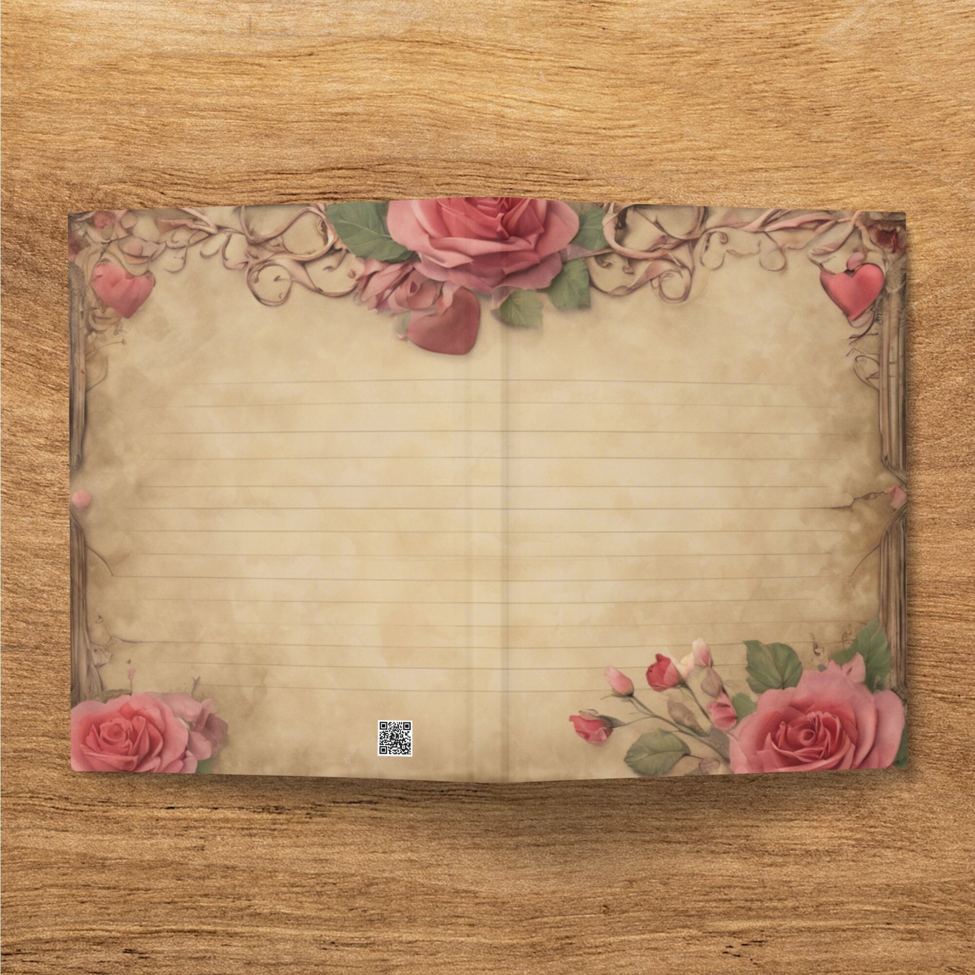 Vintage Rose Hardcover Journal, Elegant Floral Notebook, Antique Style ...