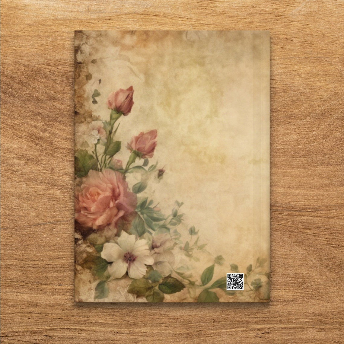 Vintage Floral Hard Cover Junk Journal, Antique Style Notebook, Blank ...