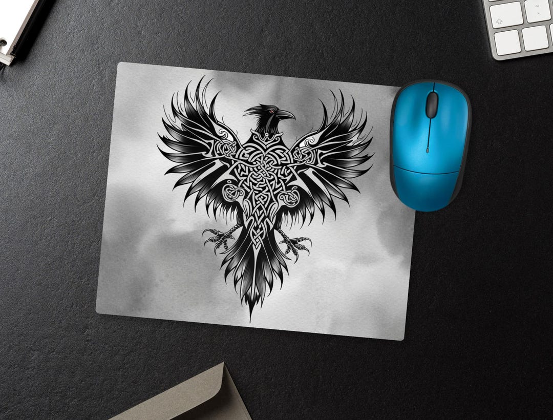 Celtic Viking Raven Mousepad, Crow Design Mouse Pad, Unique Bird ...