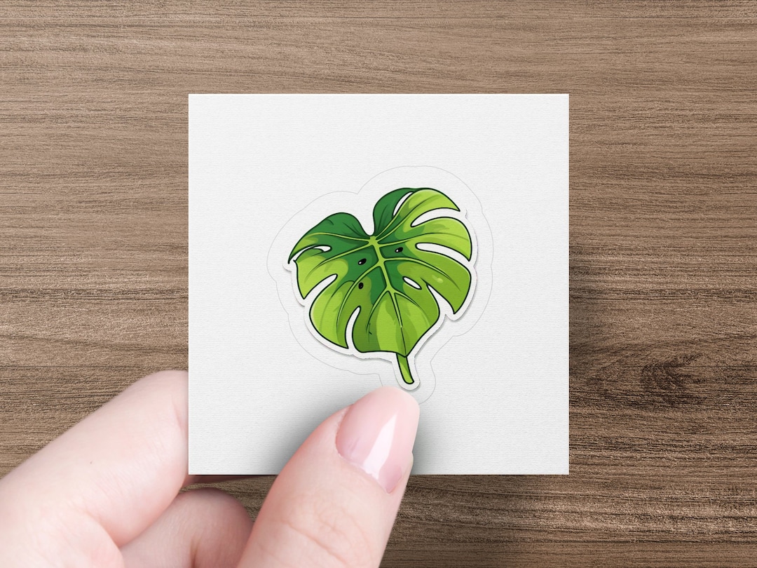 Monstera Leaf Sticker, Tropical Plant Sticker, Green Leaf Decal, Nature ...