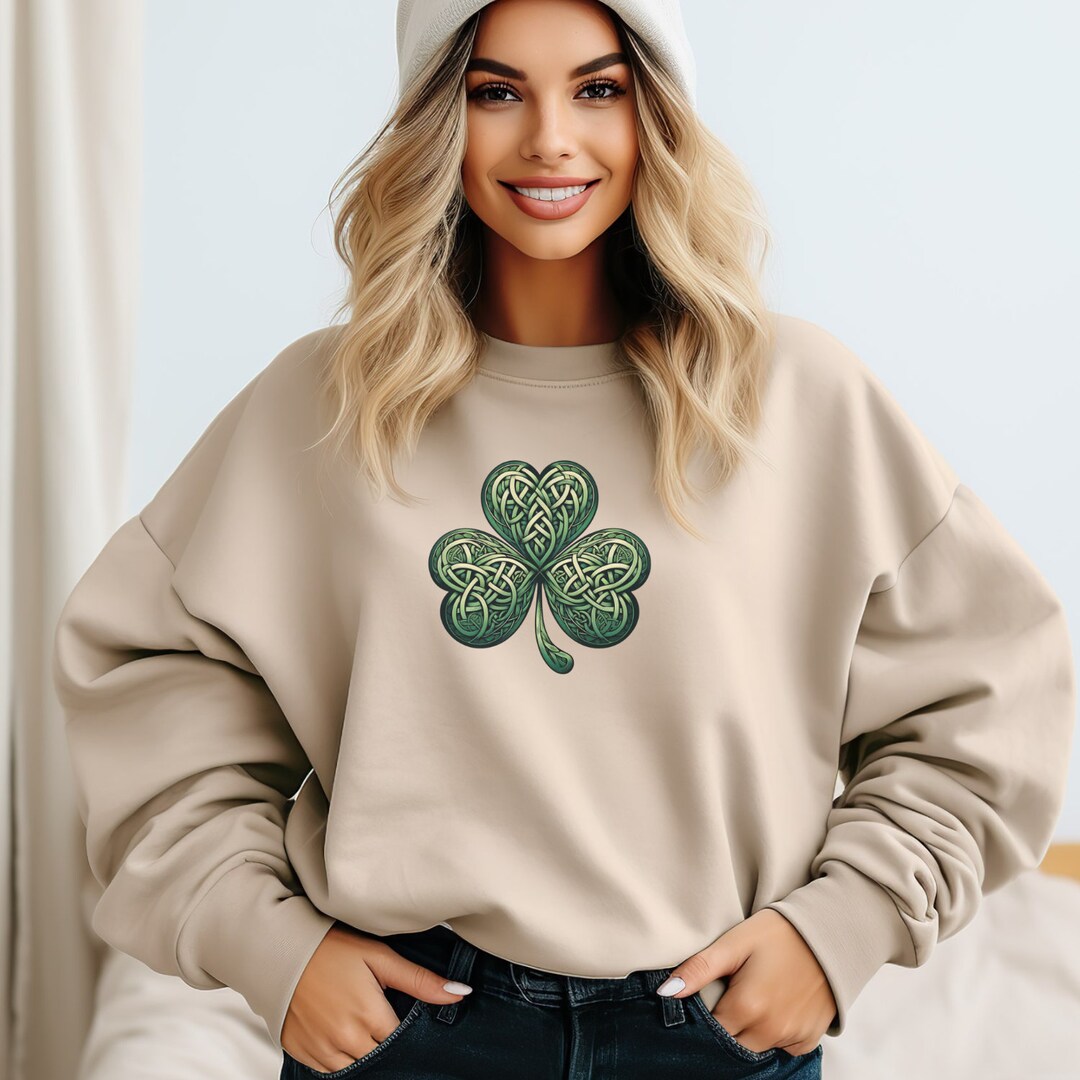 Celtic Knot Four-leaf Clover Sweatshirt, Unique St. Patrick's Day ...