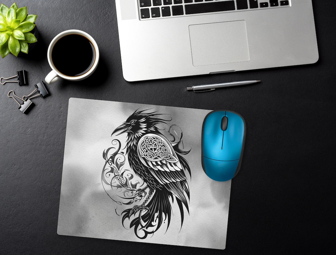 Celtic Raven Mousepad Viking Crow Desk Mat Norse Mythology Gaming Mouse ...