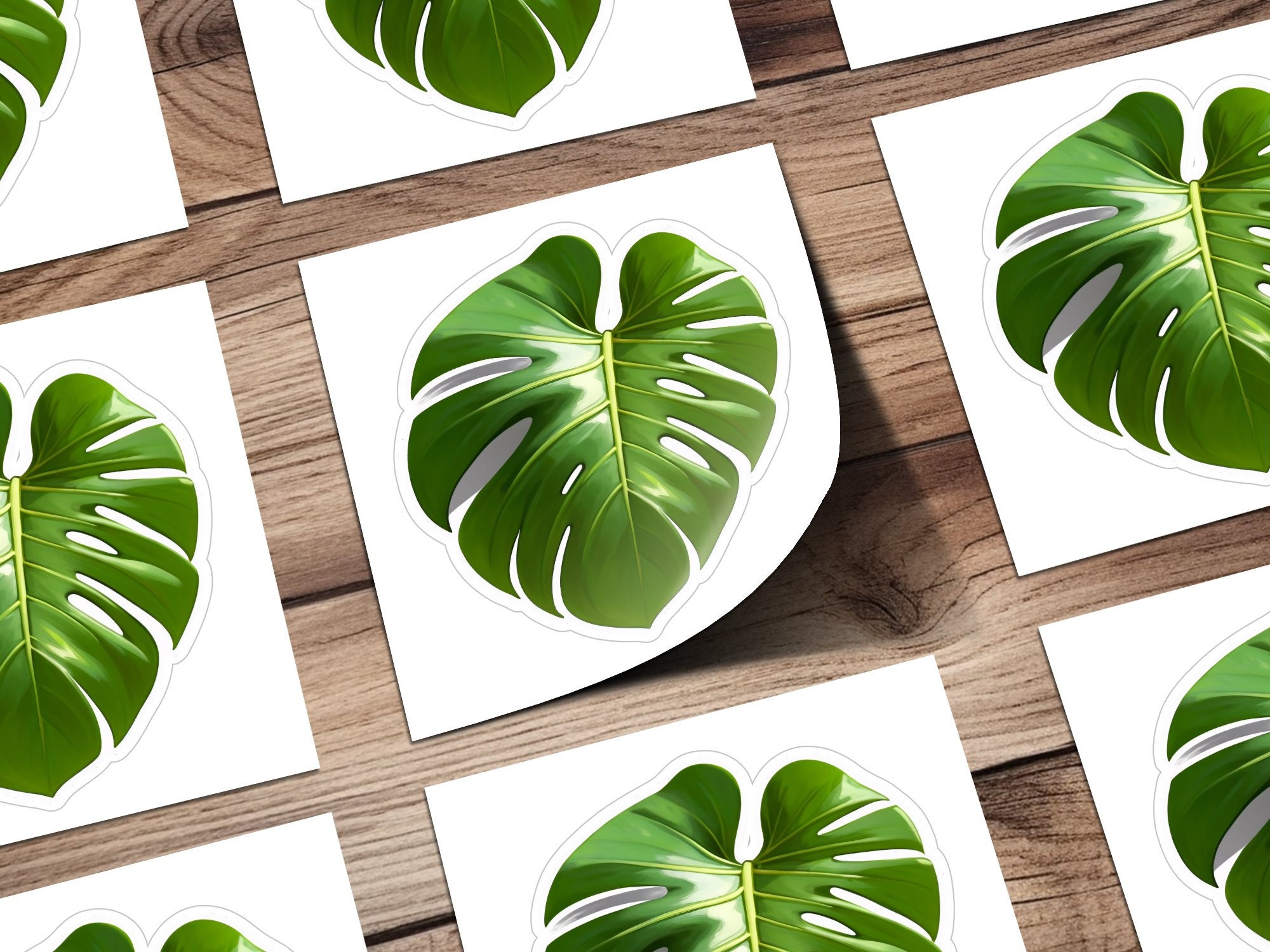 Monstera Leaf Sticker, Tropical Plant Decoration, Green Leaf Decal ...